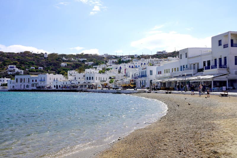 MYKONOS, GREECE - MAY 4, 2022: Cityscape and Beach in Mykonos, Greece ...