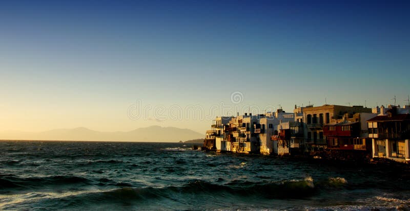 Mykonos Sunset stock image. Image of ledge, ocean, home - 1656313