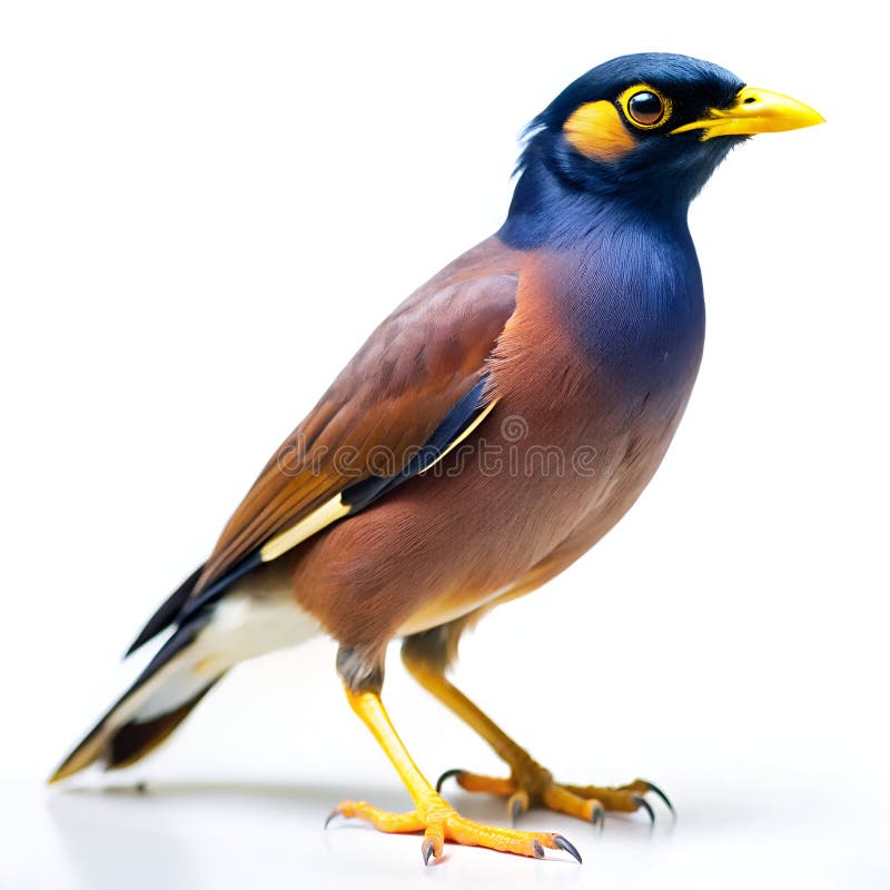 Mynah Bird on White Background Stock Image - Image of wildlife, mynah ...