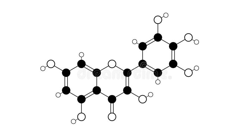Myricetin Molecule, Structural Chemical Formula, Ball-and-stick Model ...