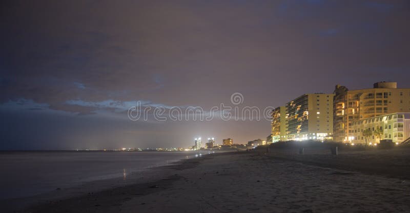 Myrtle beach at night stock photo. Image of glow, coast - 100300312