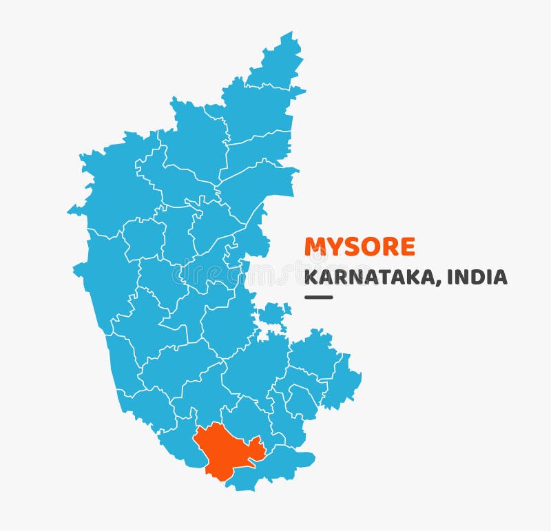 Mysore District Highlighted on Karnataka State Map Stock Vector ...