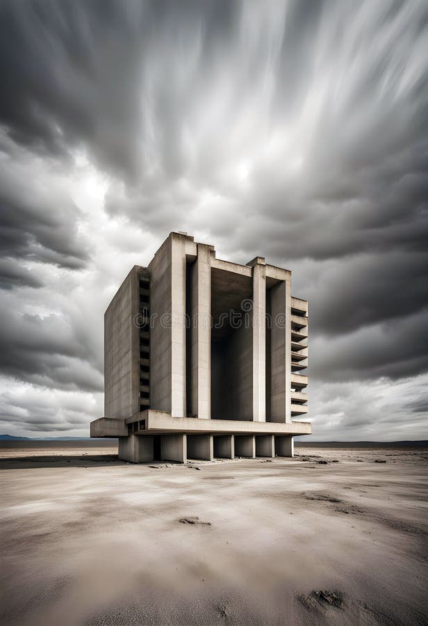Concrete Art Brutalist Building Facade Close Up Stock Illustration ...