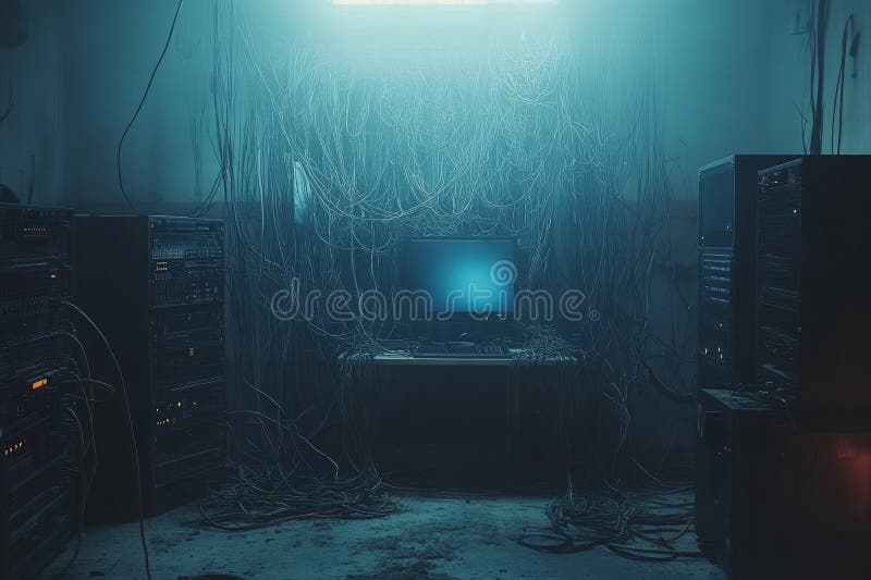Mysterious Abandoned Server Room with Tangled Cables and Wires ...