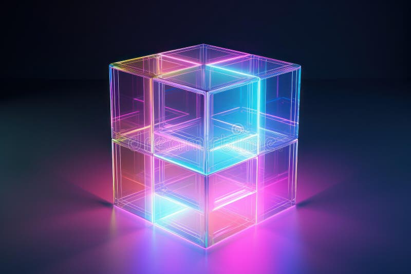 Mysterious Abstract Neon Cube Light. Generate Ai Stock Photo - Image of ...