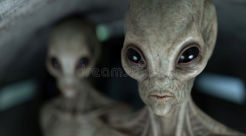 Mysterious Alien Beings in the Dark Stock Illustration - Illustration ...