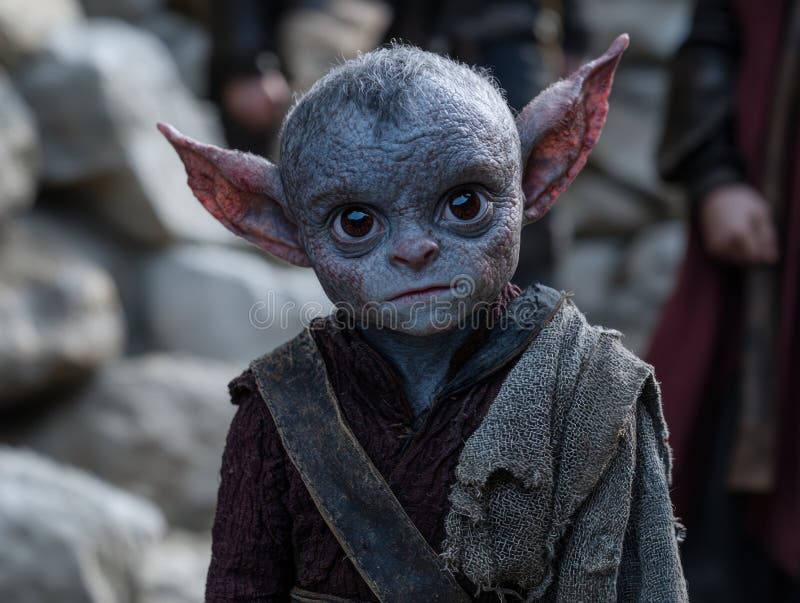 Mysterious Alien Creature with Large Eyes and Pointed Ears Stock ...