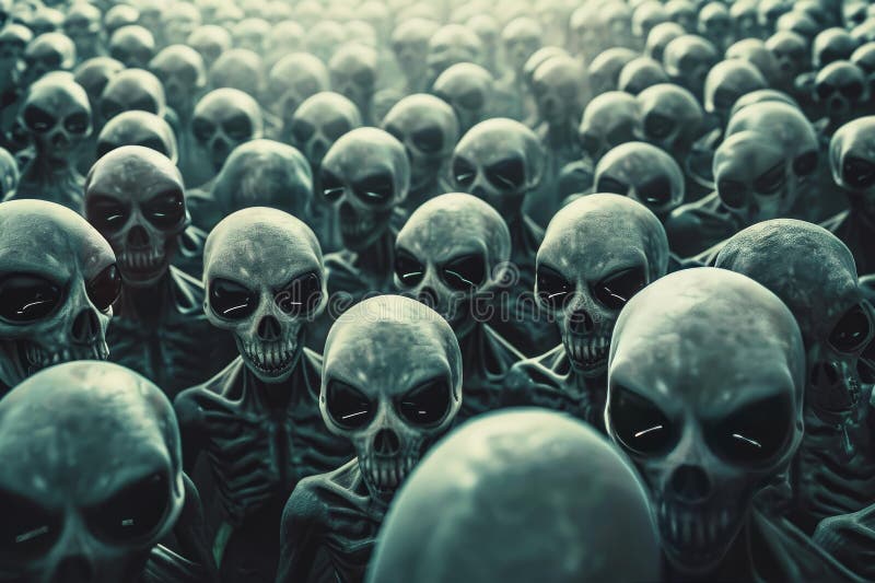 Mysterious Alien Crowd. Generate Ai Stock Illustration - Illustration ...
