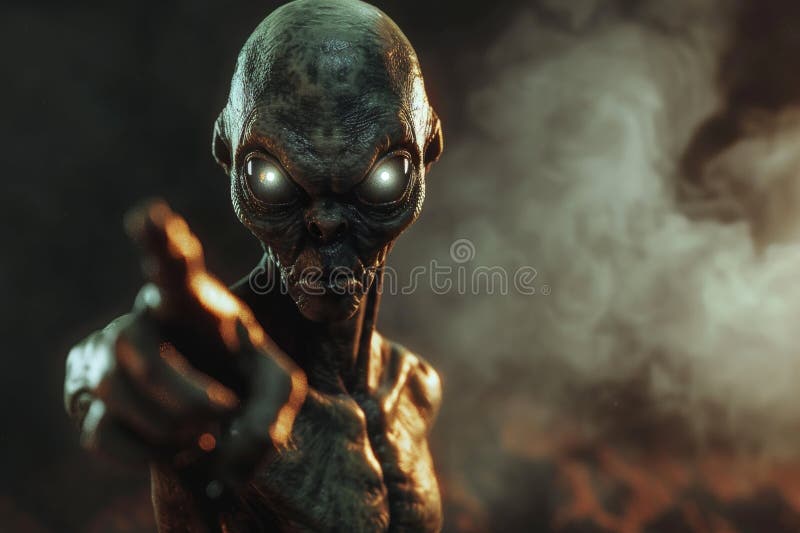 Ethereal Alien Character Points Finger at Camera, Generative AI Stock ...