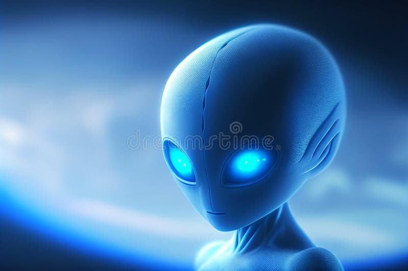 Mysterious Alien in Blue Tones, Extraterrestrial Creatures with ...