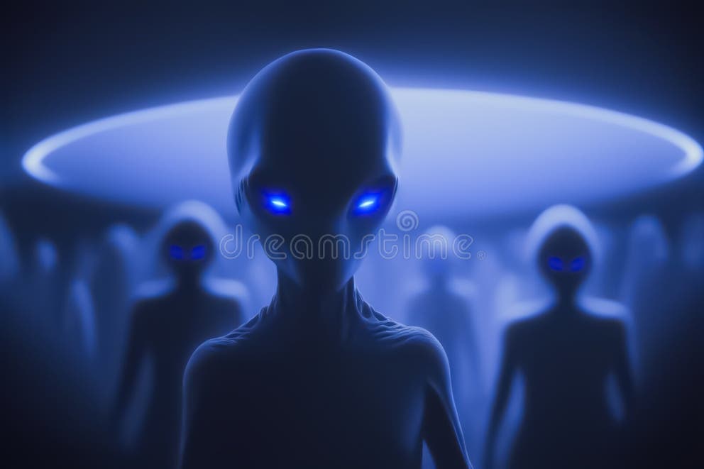 Mysterious Alien in Blue Tones, Extraterrestrial Creatures with ...