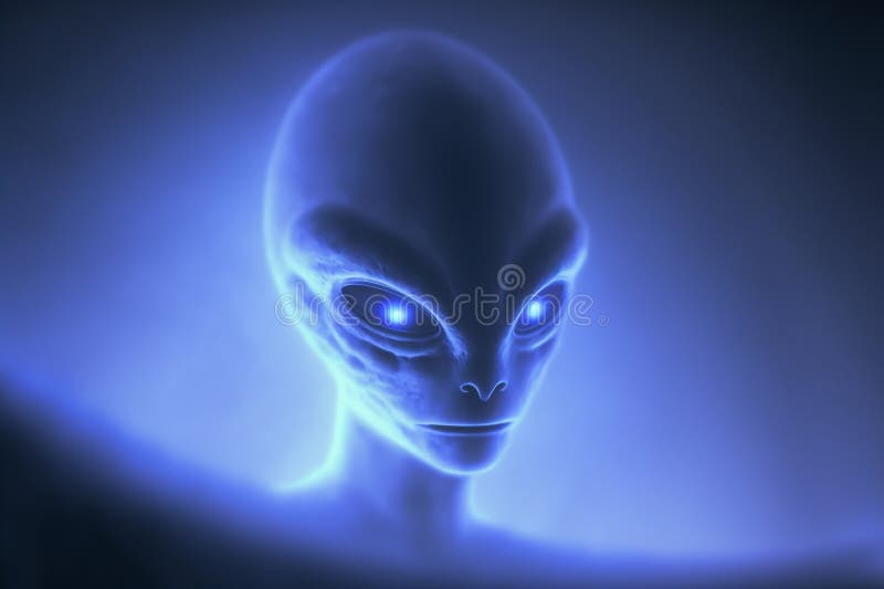 Mysterious Alien in Blue Tones, Extraterrestrial Creatures with ...