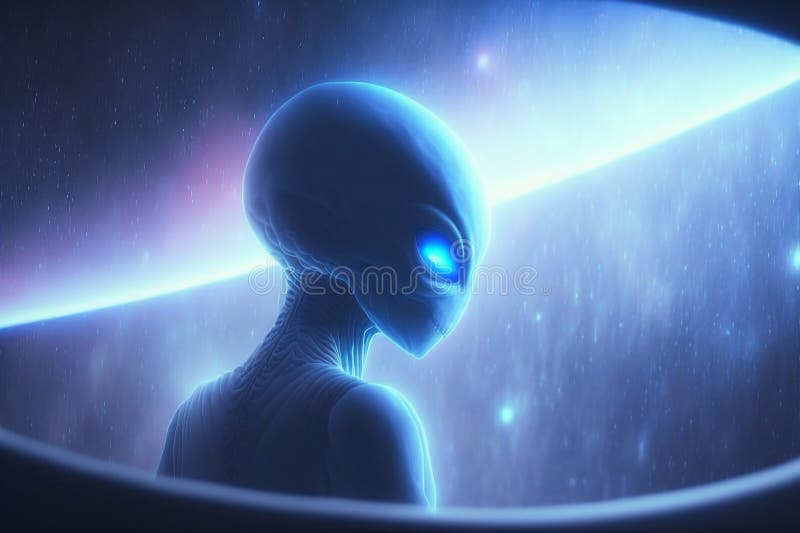 Mysterious Alien in Blue Tones, Extraterrestrial Creatures with ...