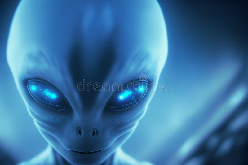 Mysterious Alien in Blue Tones, Extraterrestrial Creatures with ...