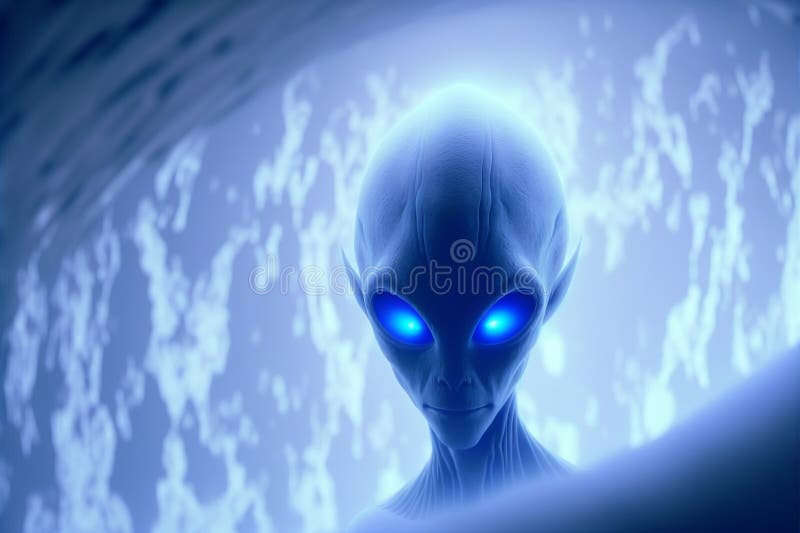 Mysterious Alien in Blue Tones, Extraterrestrial Creatures with ...