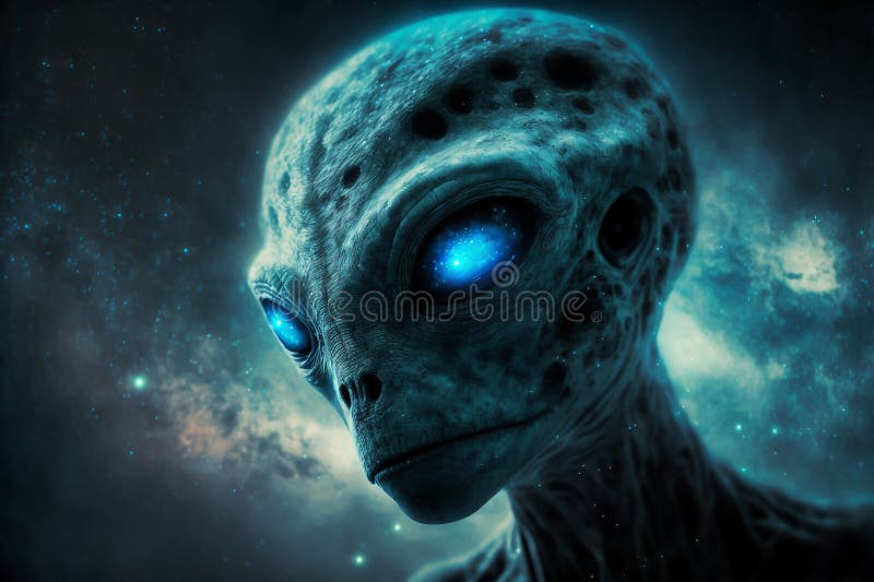 Mysterious Aliens in Blue Tones, Extraterrestrial Creatures with ...