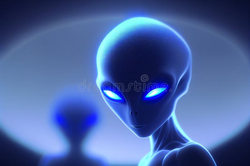 Mysterious Aliens in Blue Tones, Extraterrestrial Creatures with ...