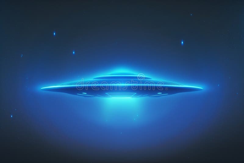 Mysterious UFO in Blue Tones, Extraterrestrial Creatures with ...
