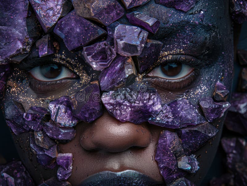 Mysterious Amethyst Crystal Face Stock Illustration - Illustration of ...