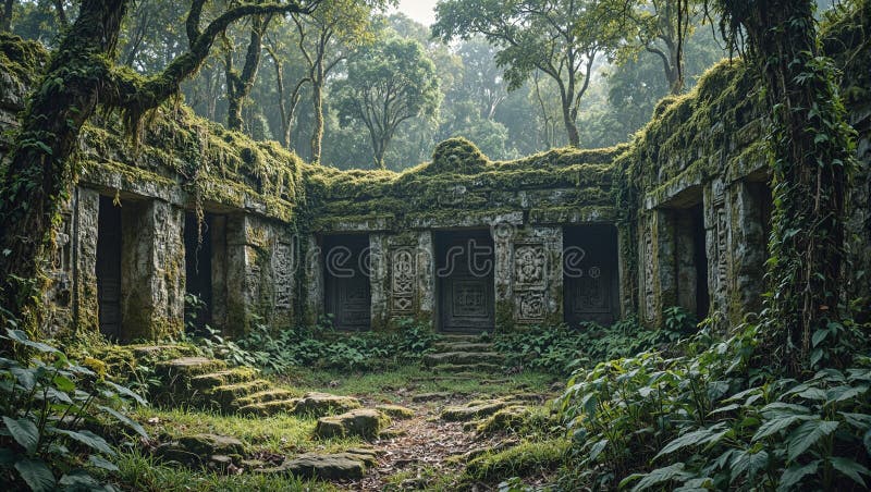 Ancient Ruin with Crumbling Stone Wall. Generative Ai Stock ...