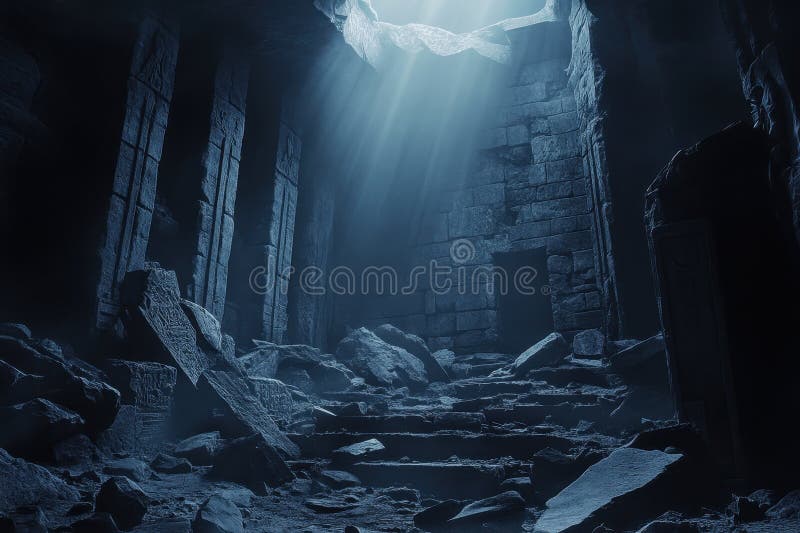 Mysterious Ancient Stone Ruins Illuminated by Ethereal Light in an ...