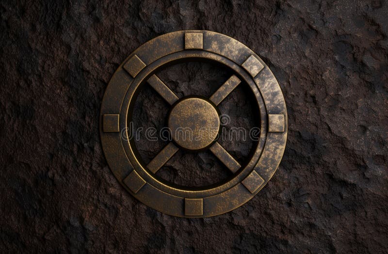 Mysterious Ancient Symbol on Dark Stone Background Stock Illustration ...