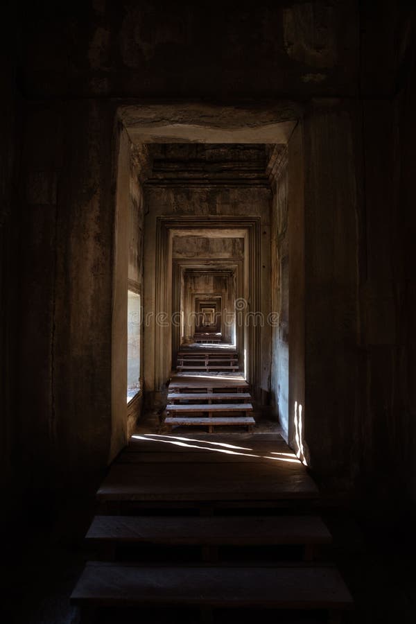 Mysterious Ancient Temple Corridor Stock Photo - Image of temple ...