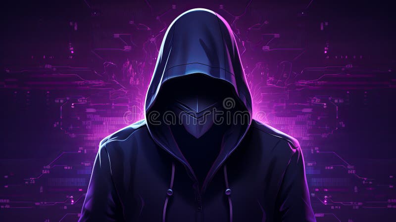 Mysterious Anonymous Hacker Concealed by Hood Stands Against Backdrop ...