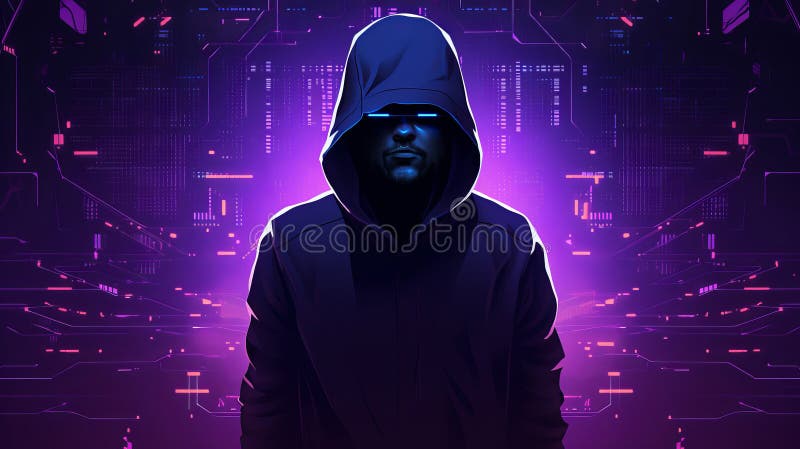Mysterious Anonymous Hacker Concealed by Hood Stands Against Backdrop ...