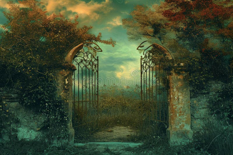 Mysterious Arched Gate Surreal Sky. Generate Ai Stock Image - Image of ...