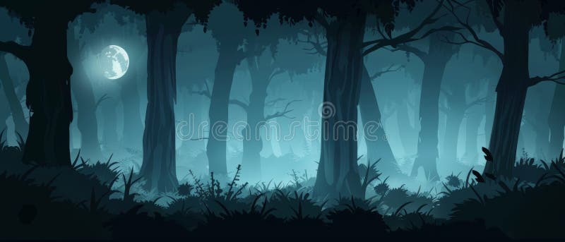 A Mysterious and Atmospheric Forest Scene with a Full Moon Shining ...
