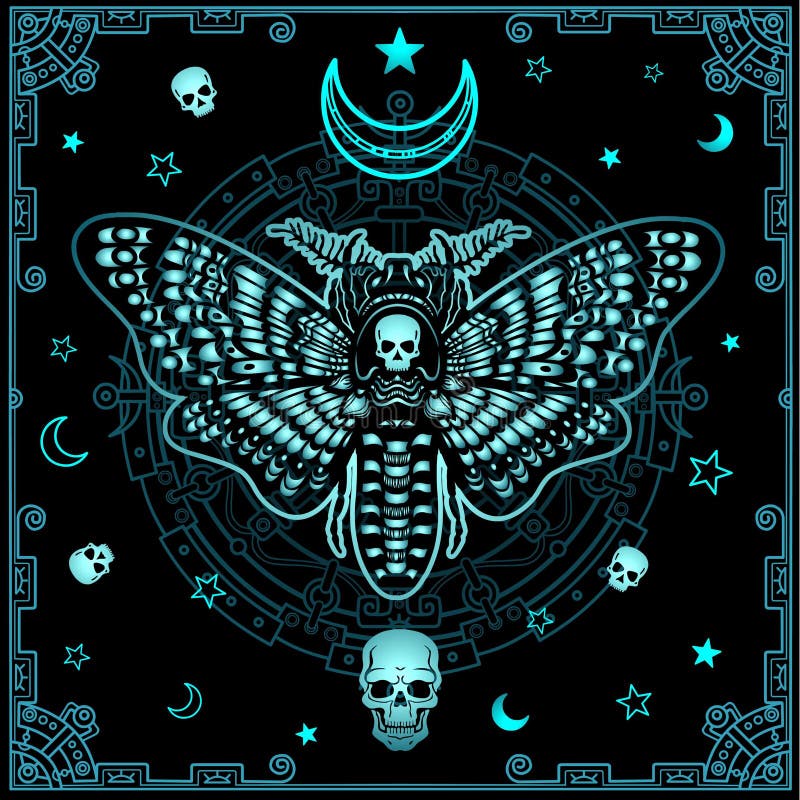 Mysterious Background: the Stylized Color Image of a Moth the Dead Head ...