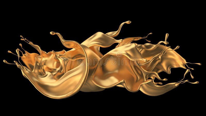 Mysterious, Beautiful, Luxury Gold Splash. 3d Illustration, 3d ...