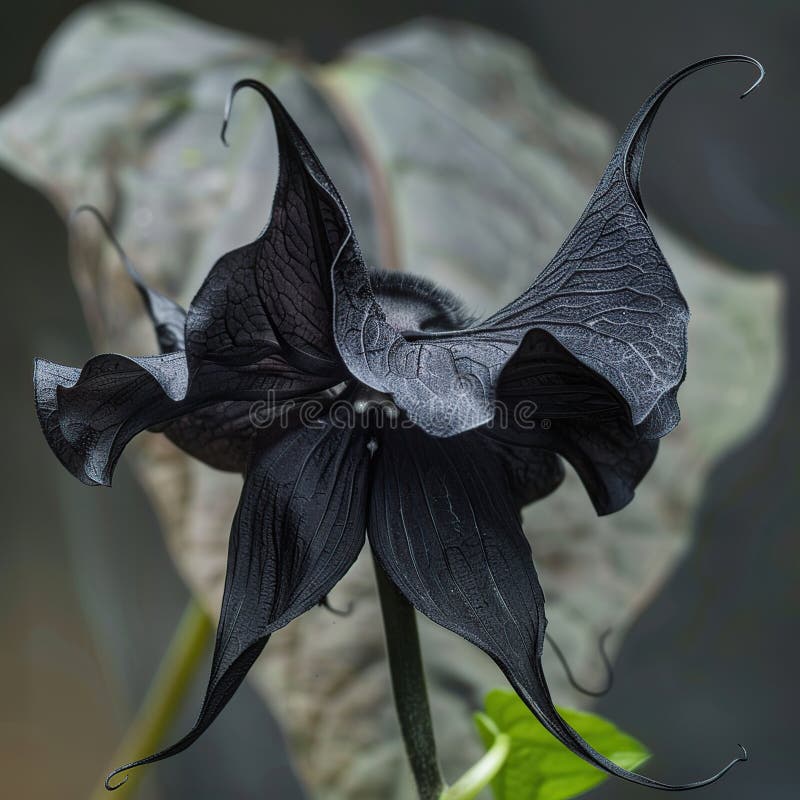 Mysterious Black Bat Flower with Unusual Shape Stock Illustration ...