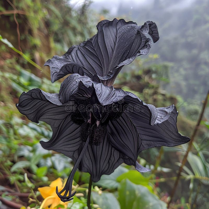 Mysterious Black Bat Flower with Unusual Shape Stock Illustration ...