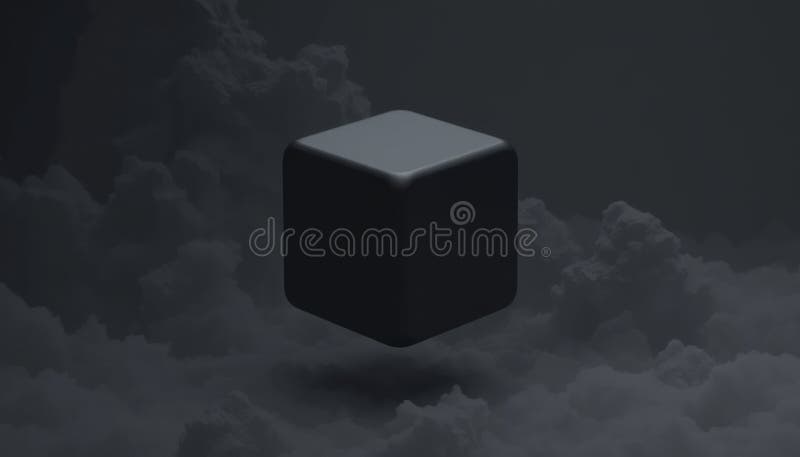 Mysterious Black Cube Floating Above Dark Clouds: a 3D Render of Enigma ...