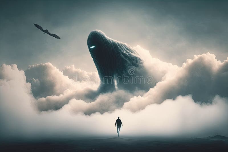 Mysterious Black Figure Floating in Clouds and Creature Walking in Air ...