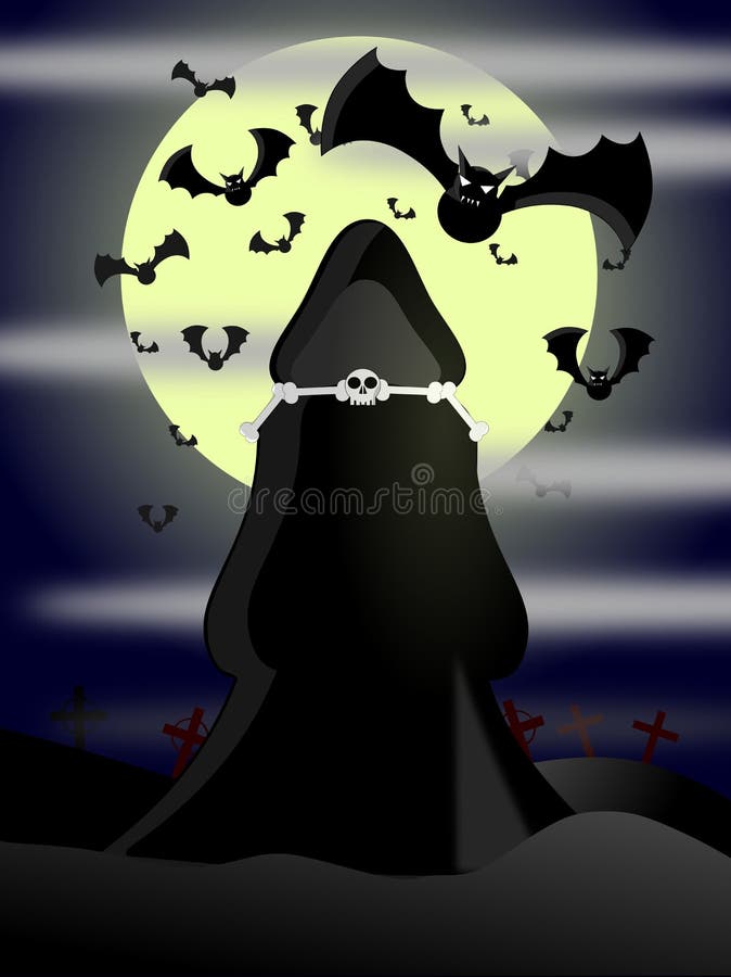 Mysterious Black Priest with Bat Isolated Stock Illustration ...