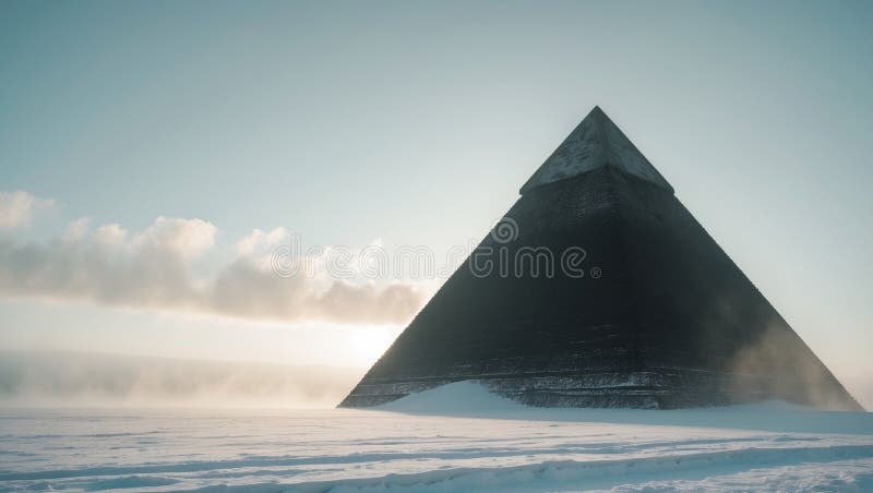 Mysterious Black Pyramid Stands Alone in a Vast Icy Landscape Stock ...