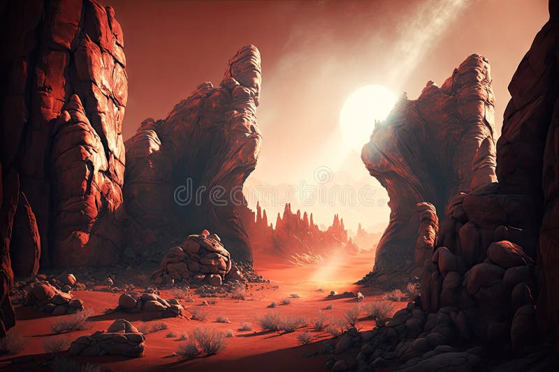 Mysterious Black and Red Rock Formations in Eastern Sunlight Stock ...