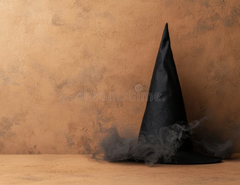 Mysterious Black Witch Hat with Smoke Stock Illustration - Illustration ...