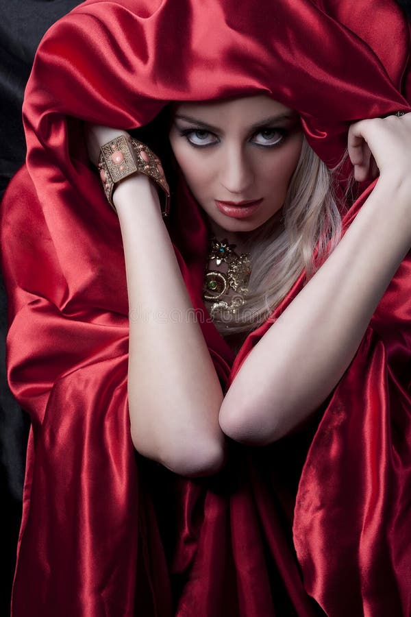 Woman under satin sheets stock photo. Image of attractive - 23330656