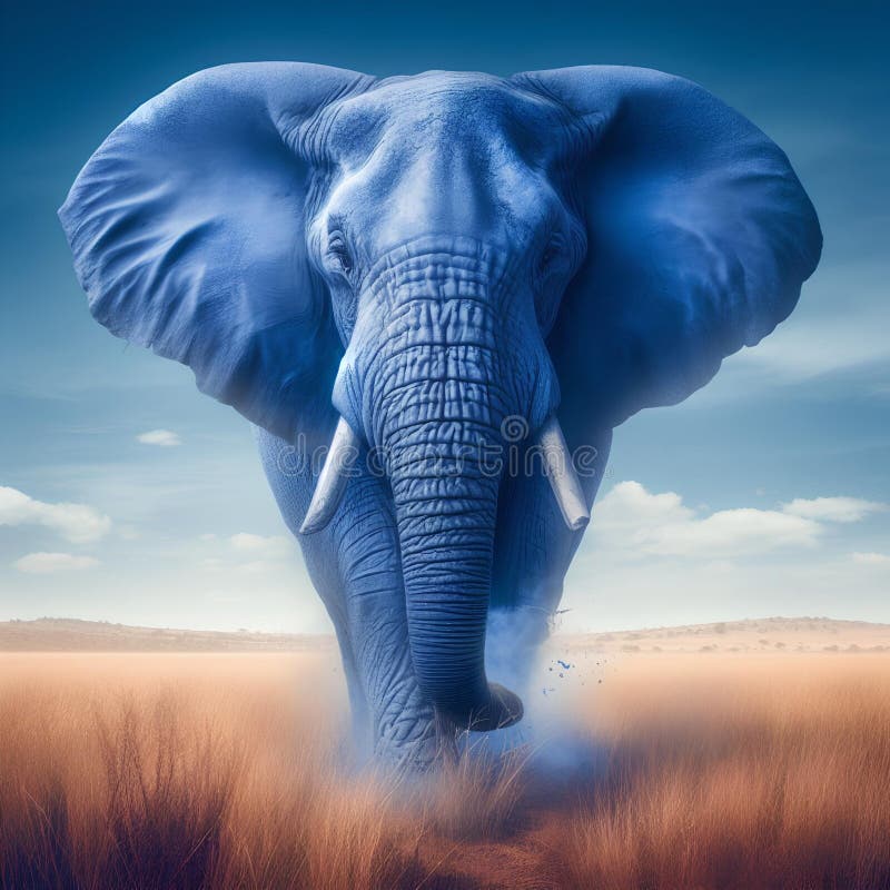 The Mysterious Blue Elephant Stock Photo - Image of elephant, animals ...