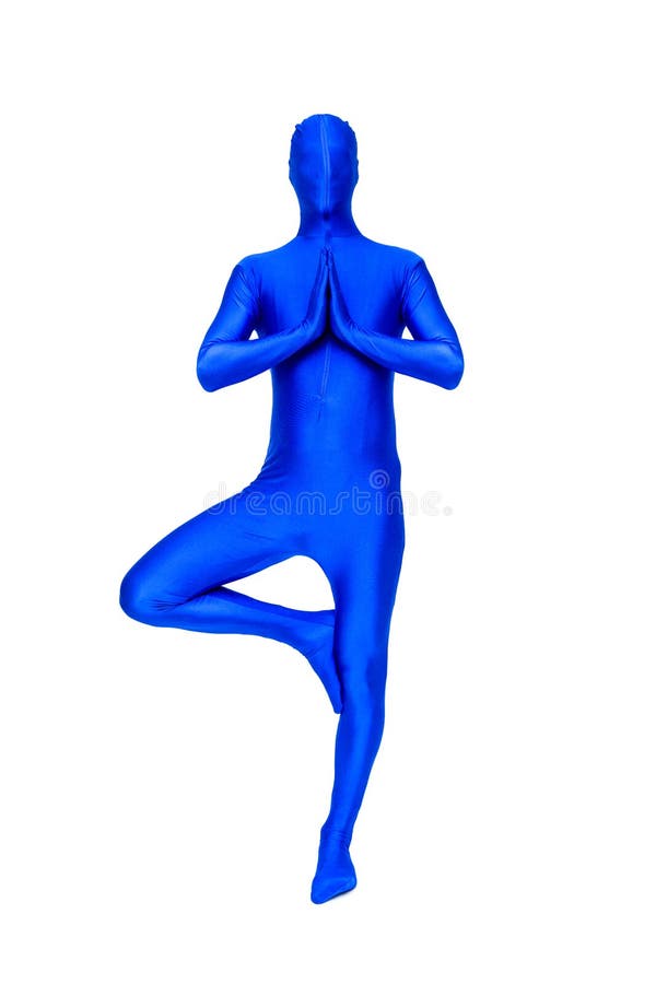 Mysterious Blue Man in Morphsuit Stock Photo - Image of young, comic ...