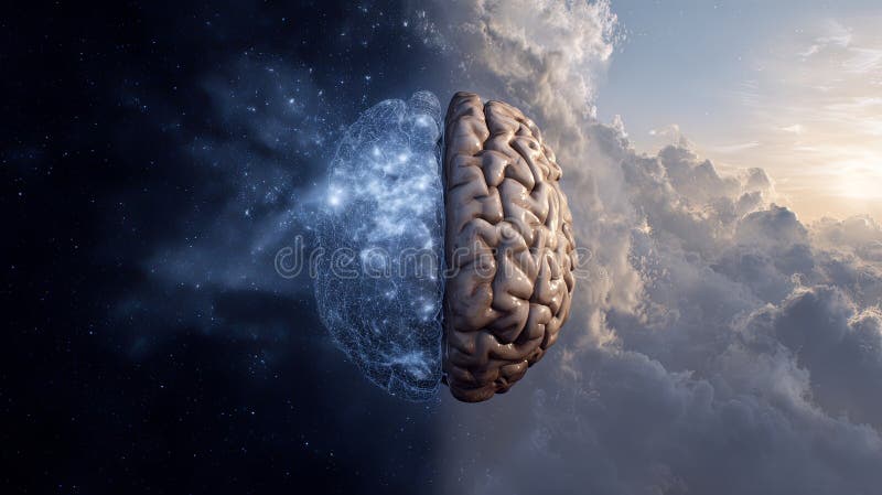 Mysterious Brain Symbolizing Circadian Rhythms in the Sky Stock Image ...