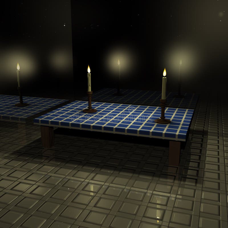 Mysterious Candles on the Table Stock Illustration - Illustration of ...