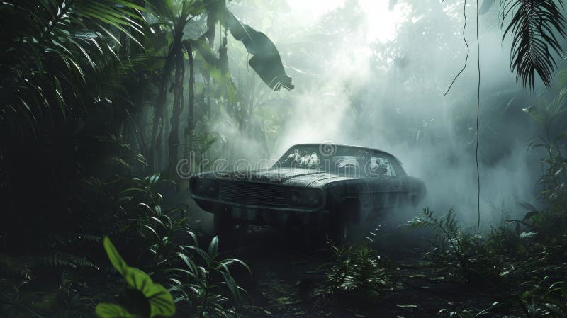 A Mysterious Car Ly Visible through the Thick Smoke Slowly Making Its ...