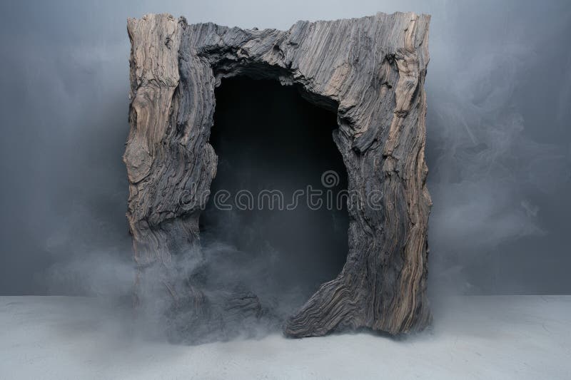Mysterious Cave Entrance in the Mist Stock Illustration - Illustration ...