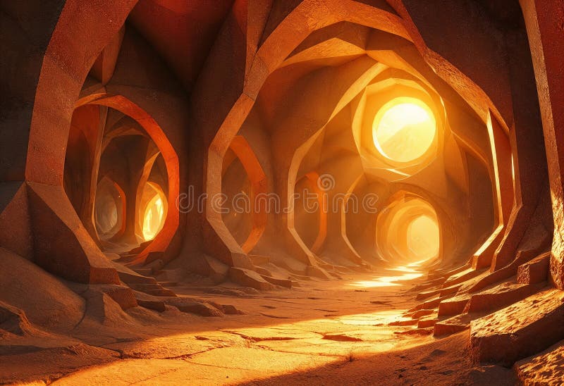 Mysterious Cavern Illuminated by Golden Sunlight at Dawn. Generative AI ...