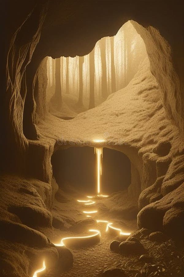 Mysterious Caves Aesthetic Wallpaper Stock Illustration - Illustration ...